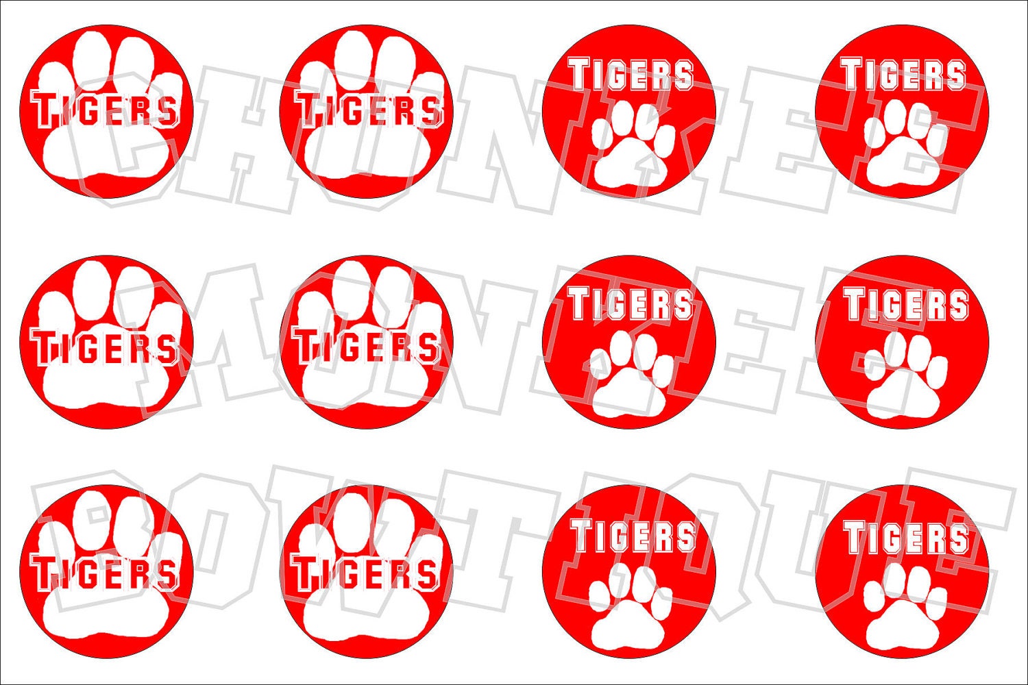 Items similar to Tigers paw print with red colored background bottlecap ...
