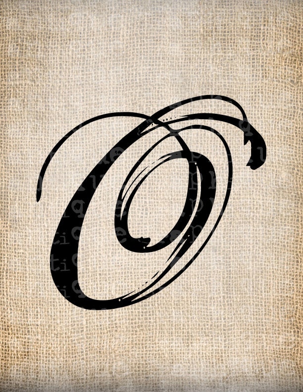 Antique Letter O Script Monogram Digital by AntiqueGraphique
