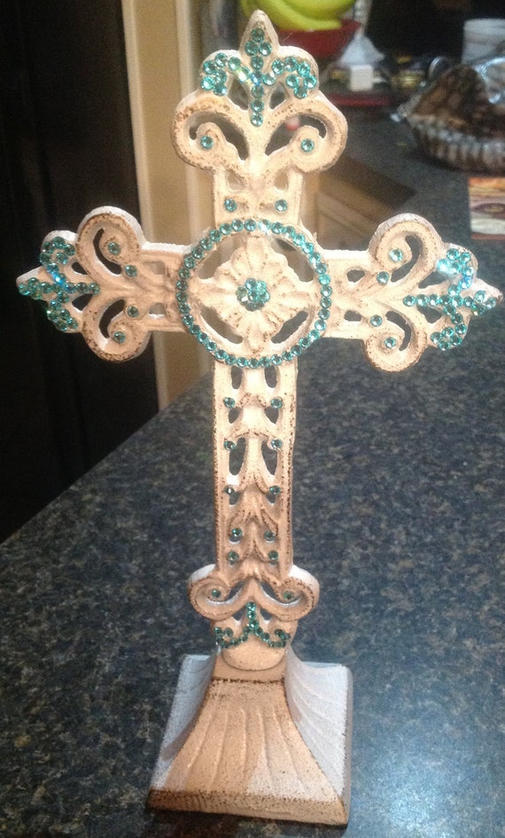 Items similar to Shabby chic standing cross on Etsy