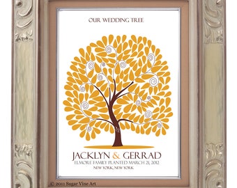 Bridal Engagement Gift Thumbprint Trees Wine Label by SugarVineArt