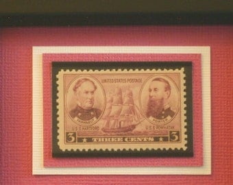 Framed Postage Stamp 9/11 Firefighters at by RedBeansnRice
