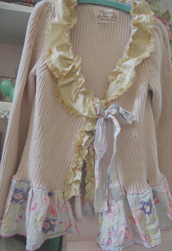 RESERVED FOR MELISSA Shabby Pink Sweater Altered Clothing