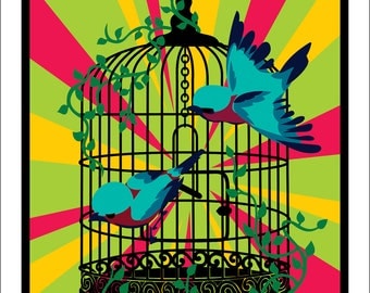 Bird cage print | Etsy