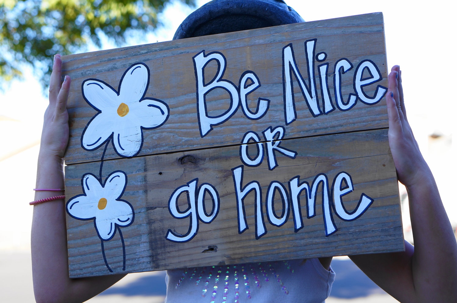 be nice or go home welcome sign reclaimed wood sign