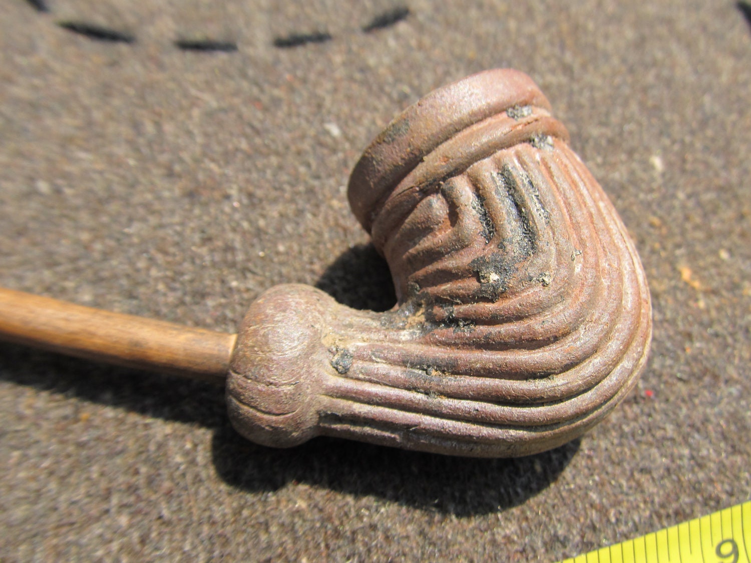 light brown Bent Clay pipe with reed stem by soldiersjoy on Etsy