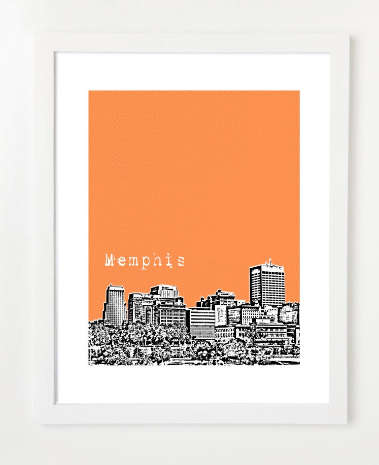 Memphis Art Poster Memphis Tennessee Memphis City Skyline