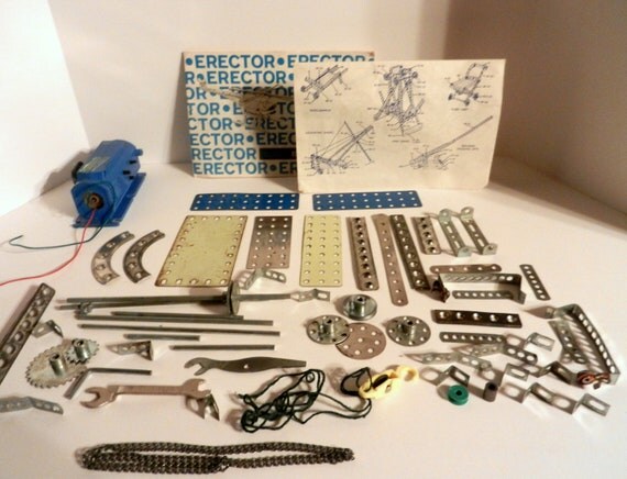 Vintage Erector Set 100 Piece Gilbert Erector Set With Red