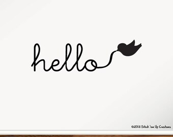 Hello cursive decal | Etsy