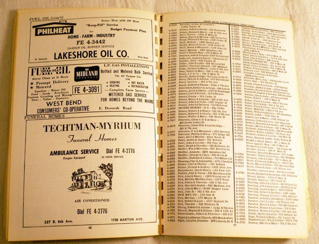 Great Old City Phone Book-1950s-West BendWis.