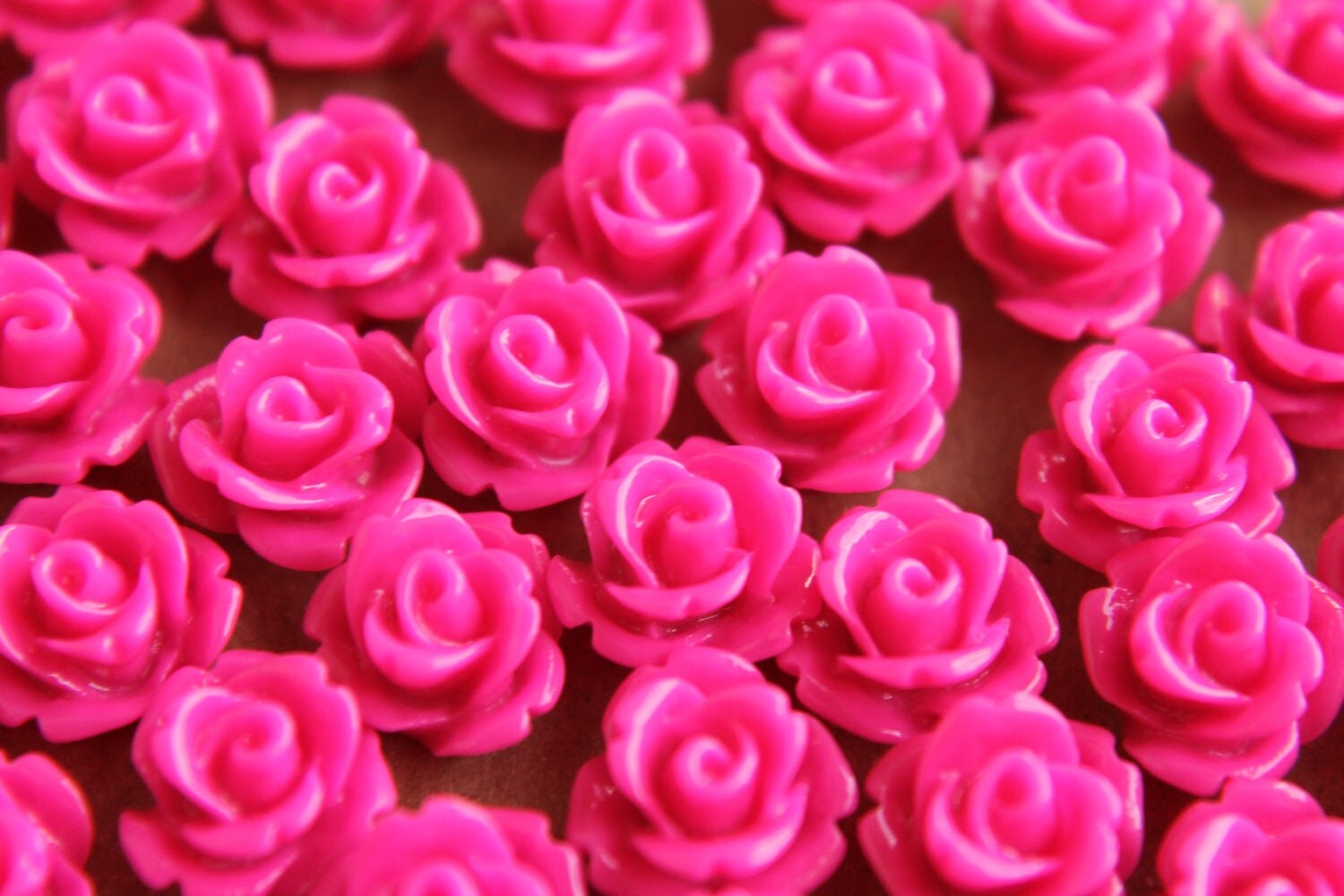 30 pc. Neon Pink Glossy Rose Cabochon 10mm RES-019