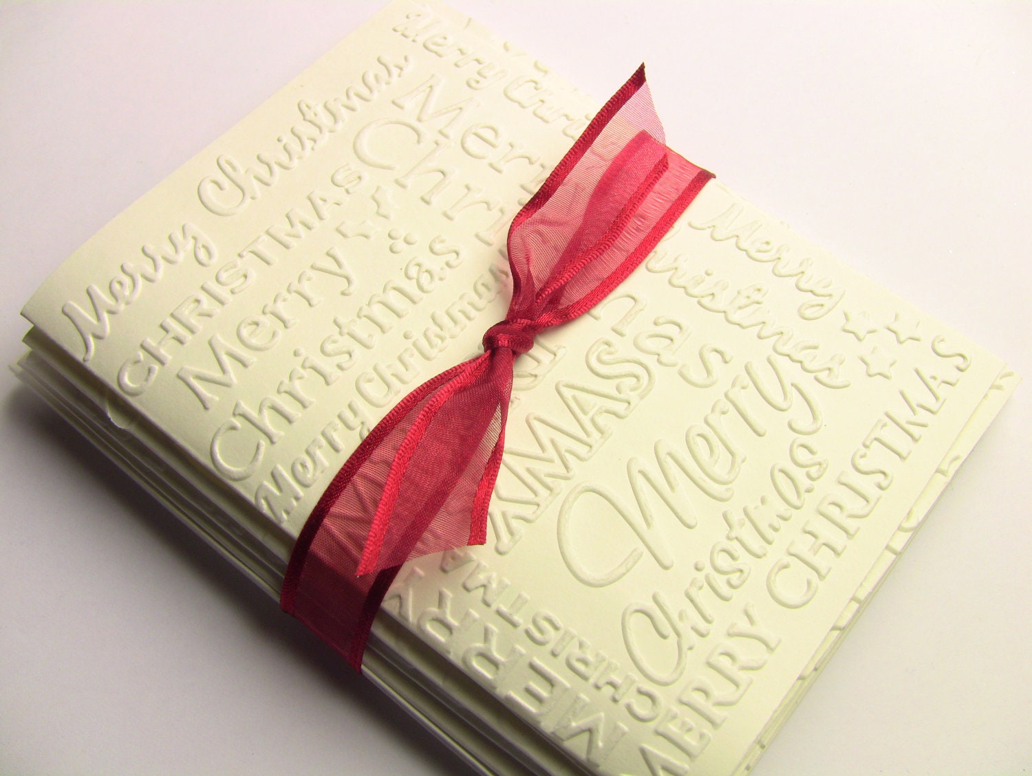 Set of 6 Hand Embossed Christmas Cards Blank Elegant by zuCards