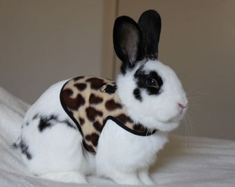 Pet rabbit fleece harness animal print . Made to order . Another one ...