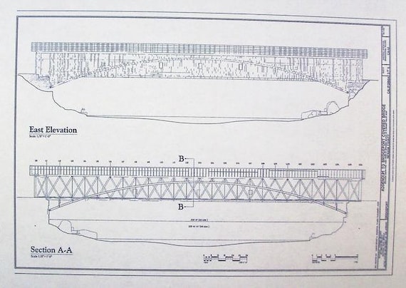 Bridgeport Covered Bridge Blueprint by BlueprintPlace on Etsy