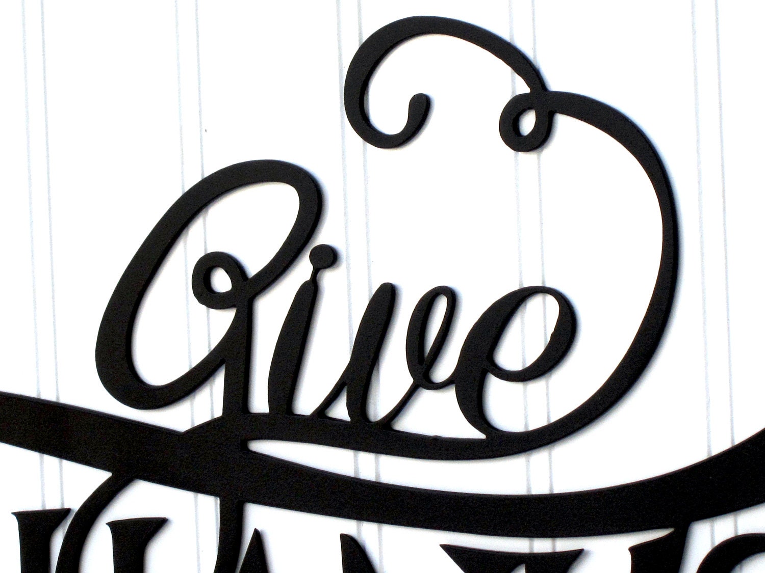 Give Thanks Thanksgiving Metal Sign Black 15x10.5 Autumn