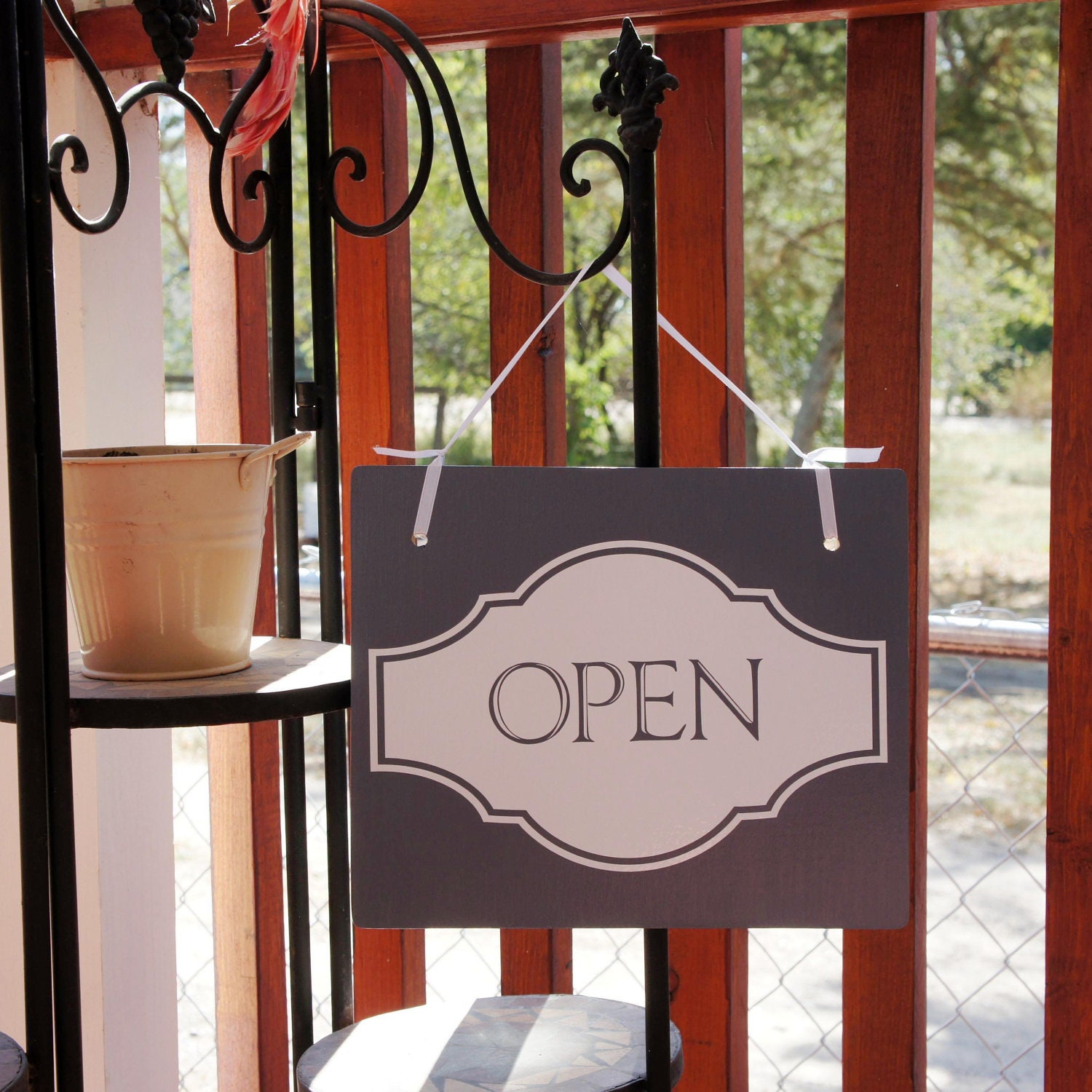 Open Closed Business Sign Double Sided Hanging Wood Sign