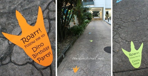 Customized Party Directional / Teaser Signs Dinosaur Theme x