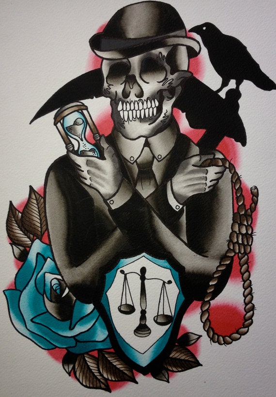 Items similar to Death Gentleman PRINT PRE ORDER crow, scythe, grim ...