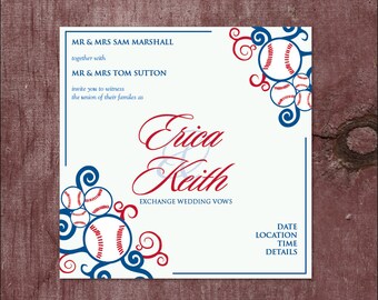 Baseball wedding printable invitation
