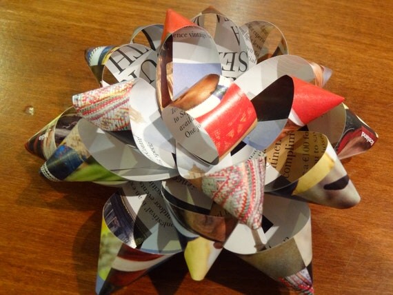 Items similar to Recycled Magazine Gift Bows on Etsy
