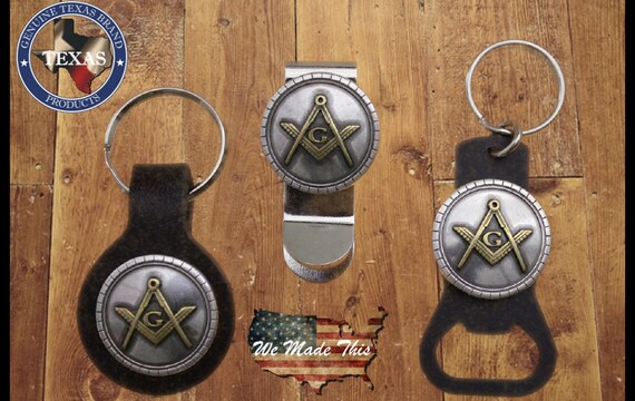 Freemasons Square and Compass Masons Concho and Leather