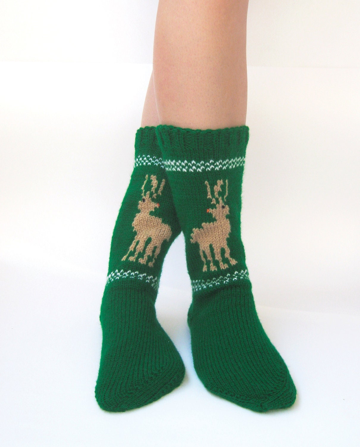 Christmas knitting socks xmas socks knit socks by GrandmasWarmYarn