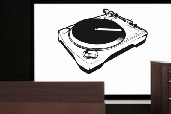 DJ Turntable Decal Sticker Wall scratch music teen boy girl