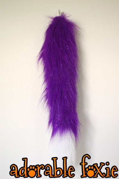 Faux Fur Sparkle Purple Fox Tail Cosplay / Furry / Costume