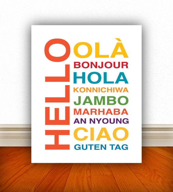 Hello Bonjour Hola Wall Art Kids Wall Art Nursery Wall Art