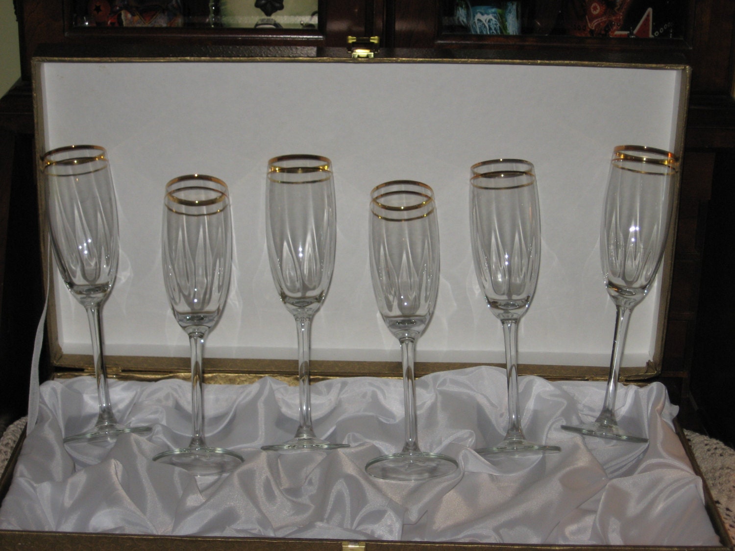 Italian Champagne Flutes ART GLASS Preziosi Lavorato A Mano