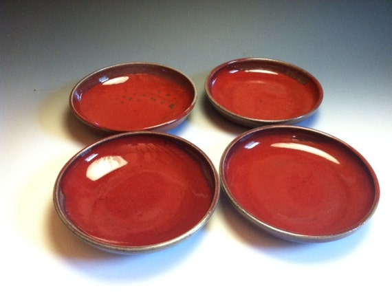 Red Pasta Bowls Set of 4 by UphamStreetPottery on Etsy