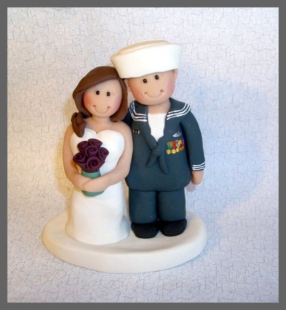 Navy Sailor Wedding Cake Topper by gingerbabies on Etsy