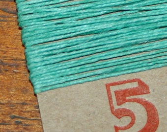 5 yards TEAL waxed Irish linen thread by bookfindings on Etsy