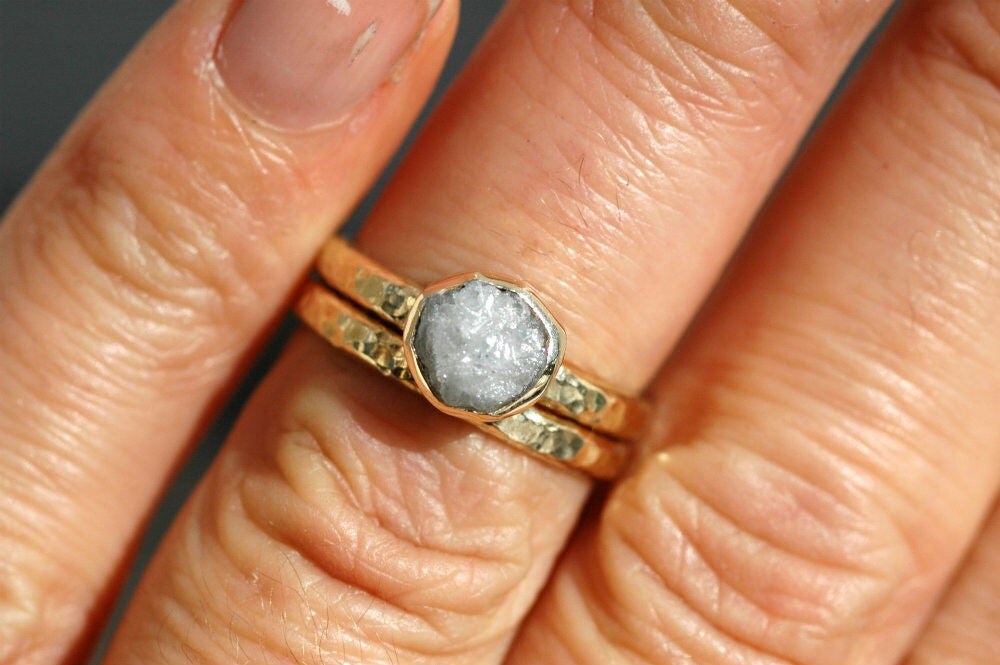 Bezel-Set Rough Large Diamond Engagement Ring and by Specimental