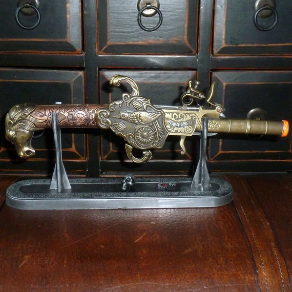 Steampunk cyber goth flintlock gun display stand Victorian