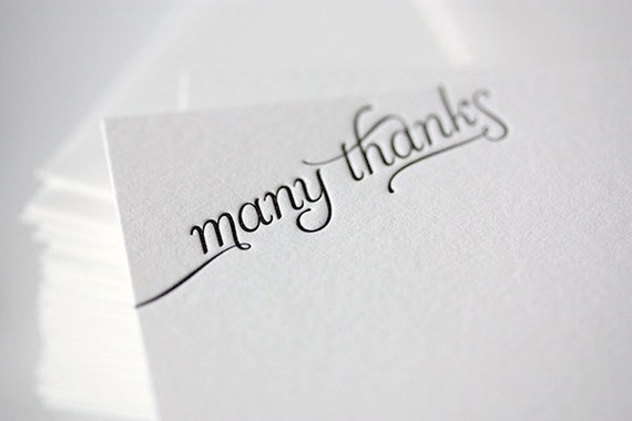 many thanks letterpress thank you cards