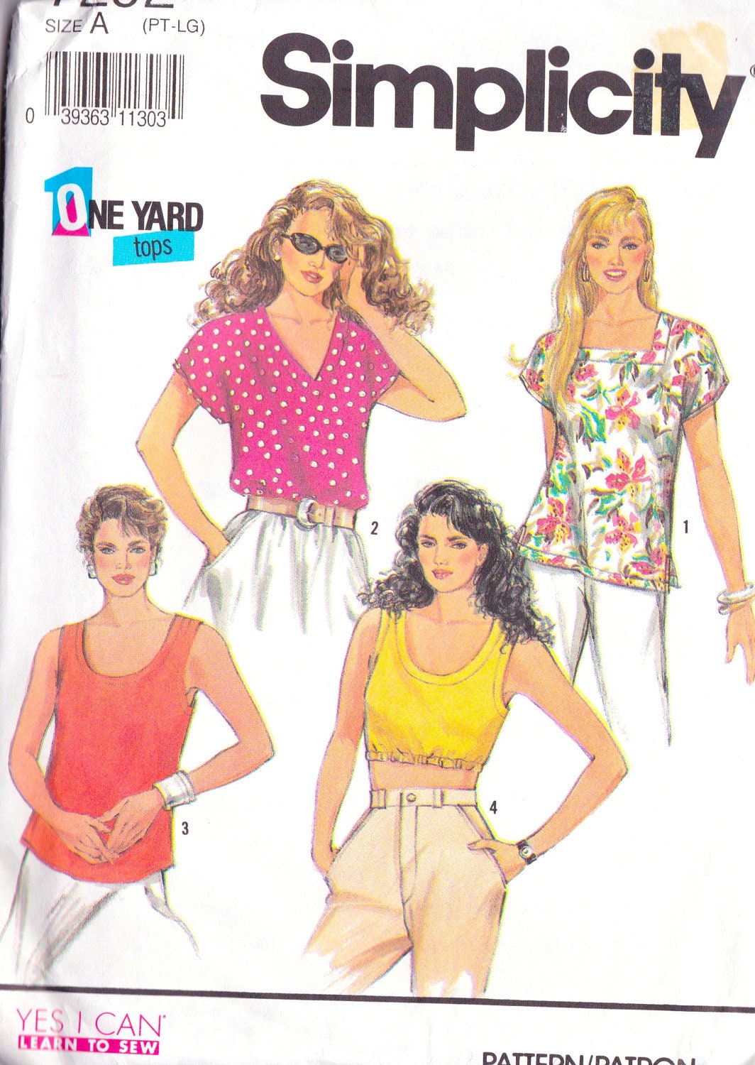 Simplicity 7292 One Yard Tops and Blouse Sewing Pattern Bust