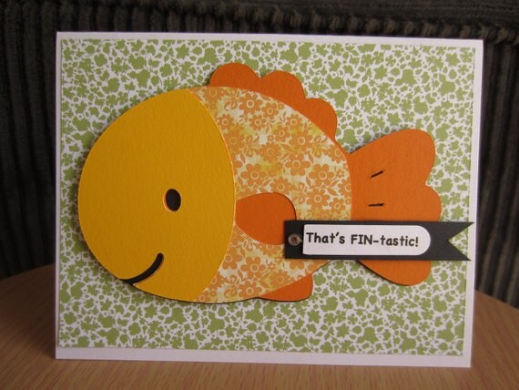 Items similar to Congratulations Fish Card Handmade Greeting Card ...
