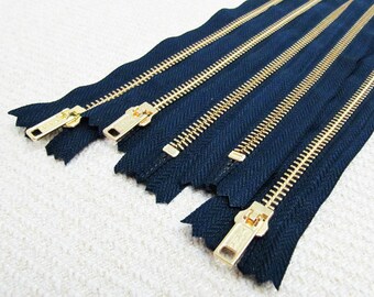 4inch Cream Metal Zipper Gold Teeth 6pcs by SilvermintSupplies