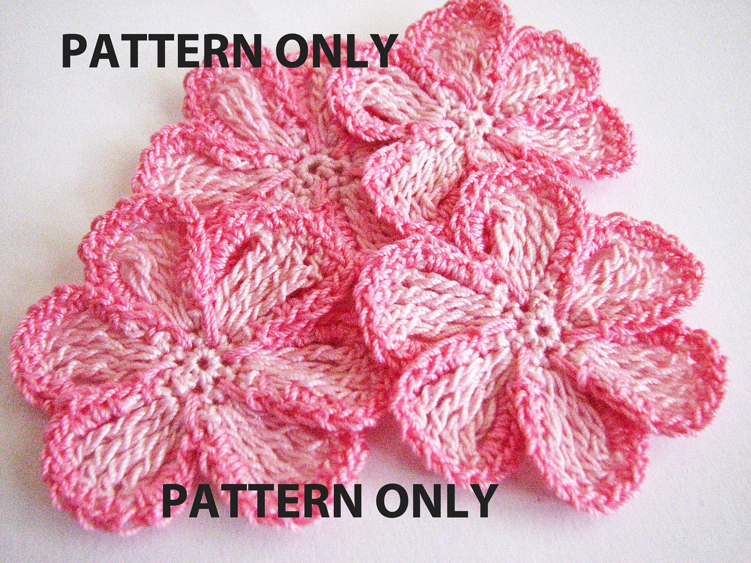 Crochet Flower Pattern 6 Petal Trimmed Flat Pattern