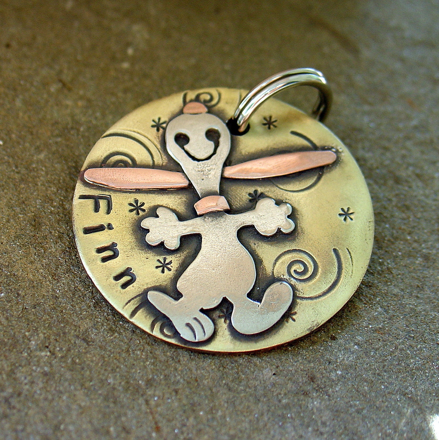 Large Dog ID Tag Happy Dog Personalized Pet Tag The Finn Large Dog ID Tag Happy Dog Personalized Pet Tag The Finn