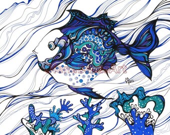 Unique sea creature drawing related items | Etsy