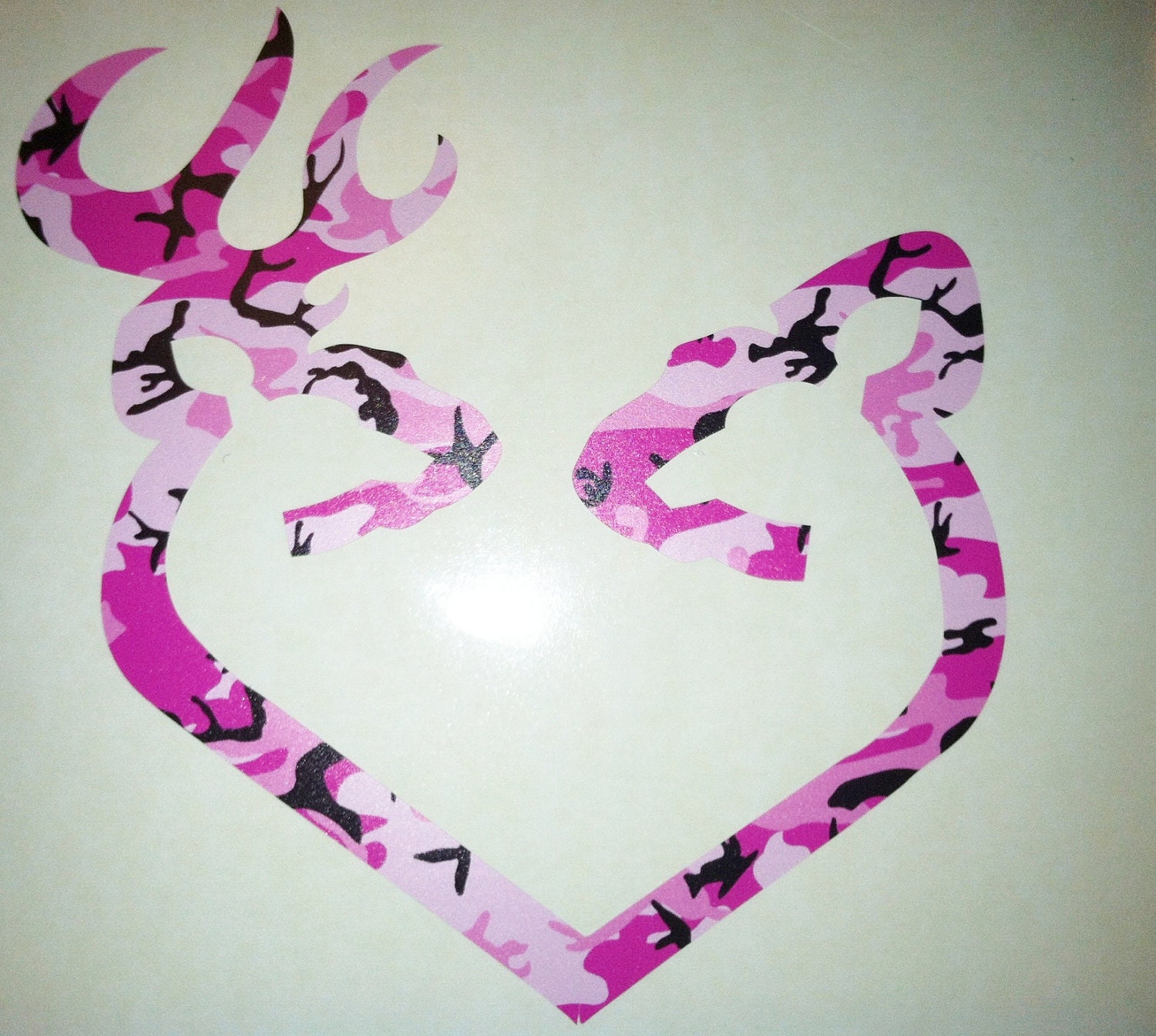 Items similar to Deer heart -- 10" wide PINK CAMO vinyl decal car ...
