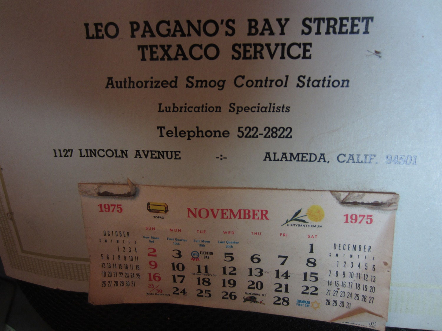 Vintage 1970s Leo Pagano's Bay Street Texaco Gas Station