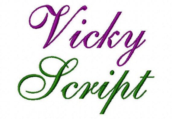 Vicky Script Machine Embroidery Font Sizes