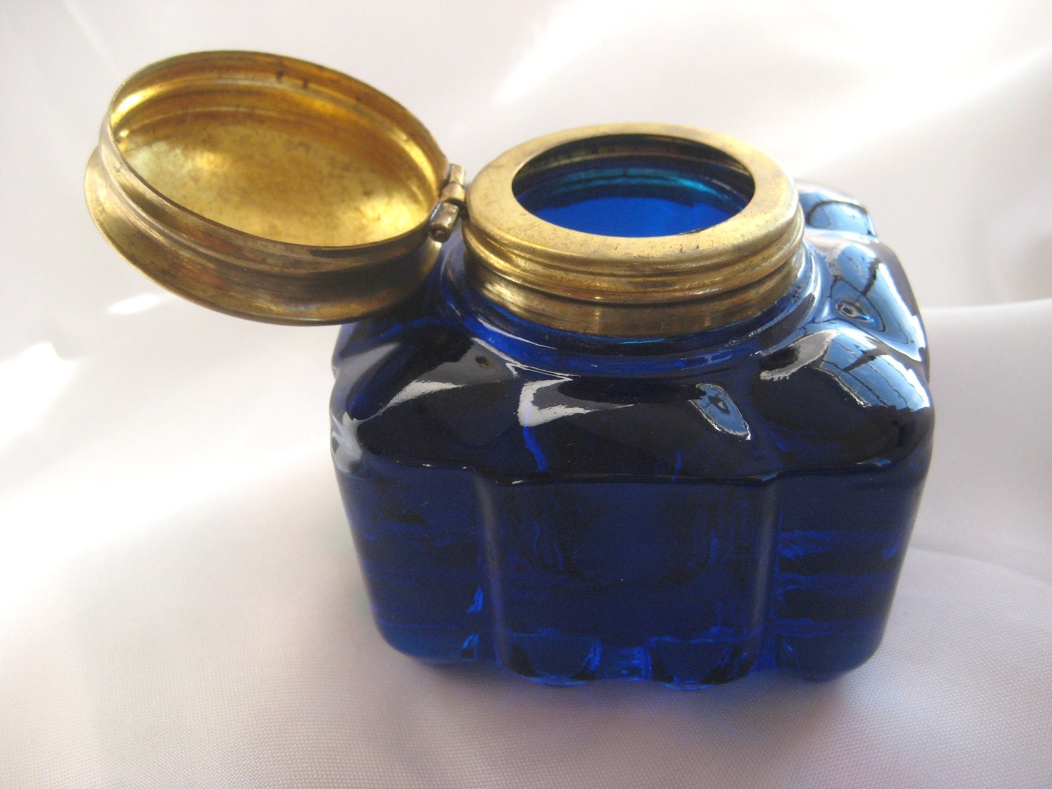 Vintage French Inkwell Cobalt Blue