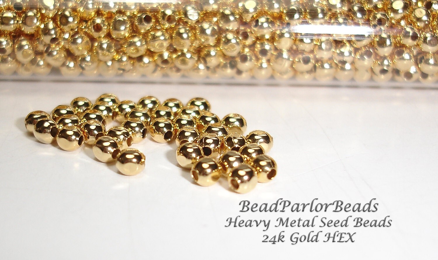 24K Gold Plated Hex Cut Metal Seed Beads HEX Size 8/0 50