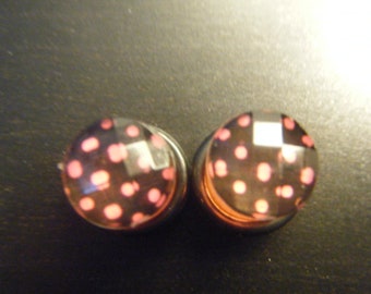 Items similar to Leaf and turquoise bead Dangle Gauge Plug Earrings 8g ...