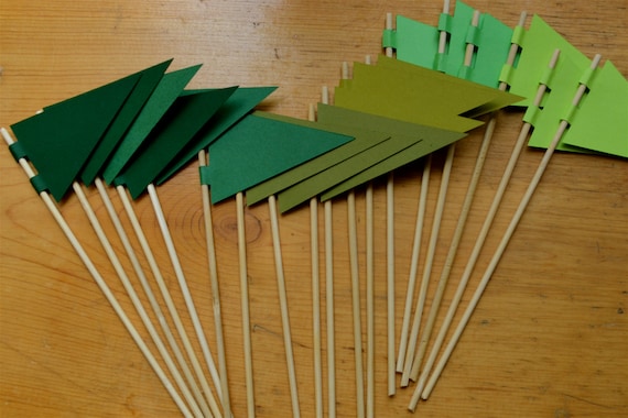 Items similar to 100 Small paper flags for event decor/ pick the color ...