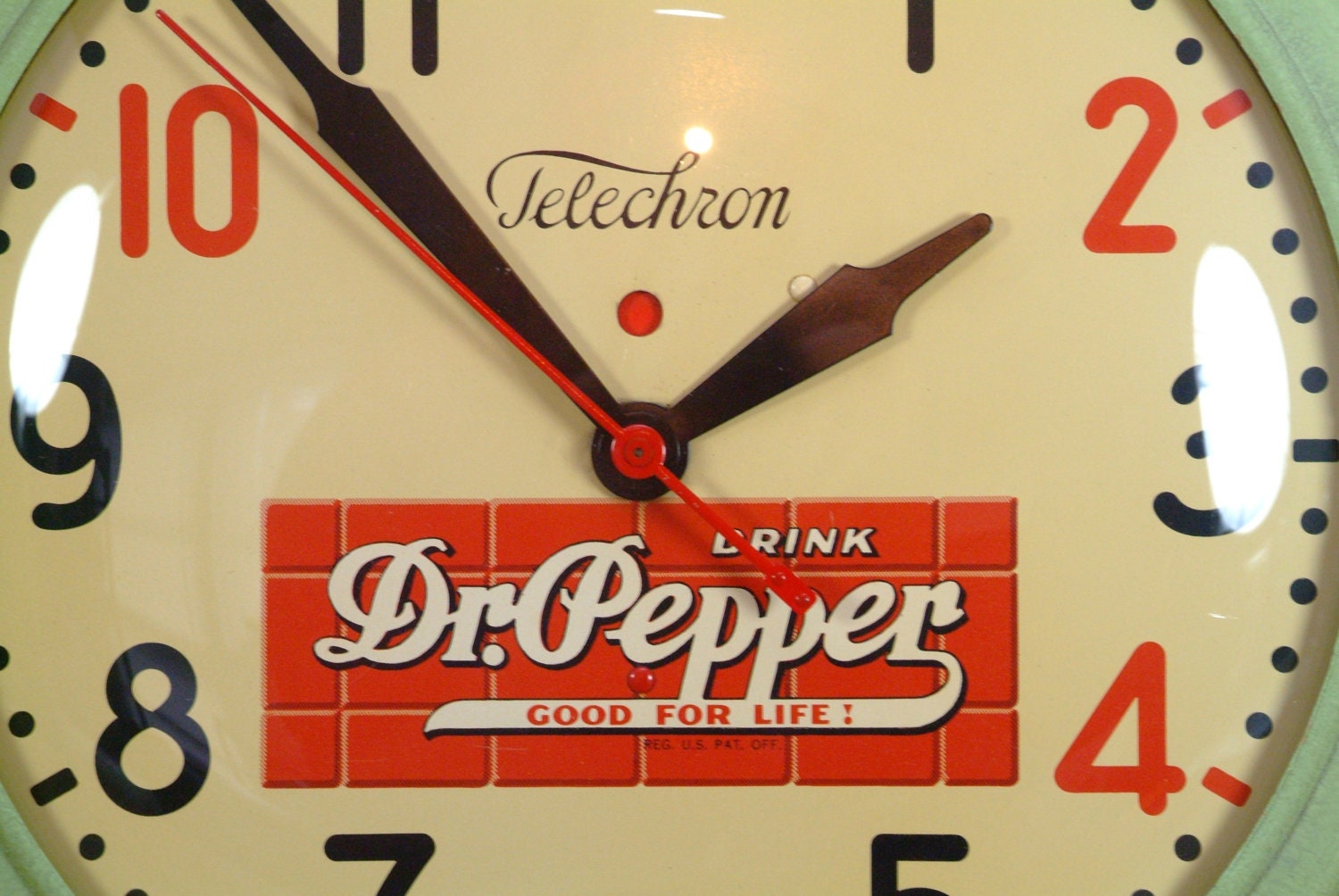 Vintage 1940's Telechron Dr. Pepper Advertising Clock
