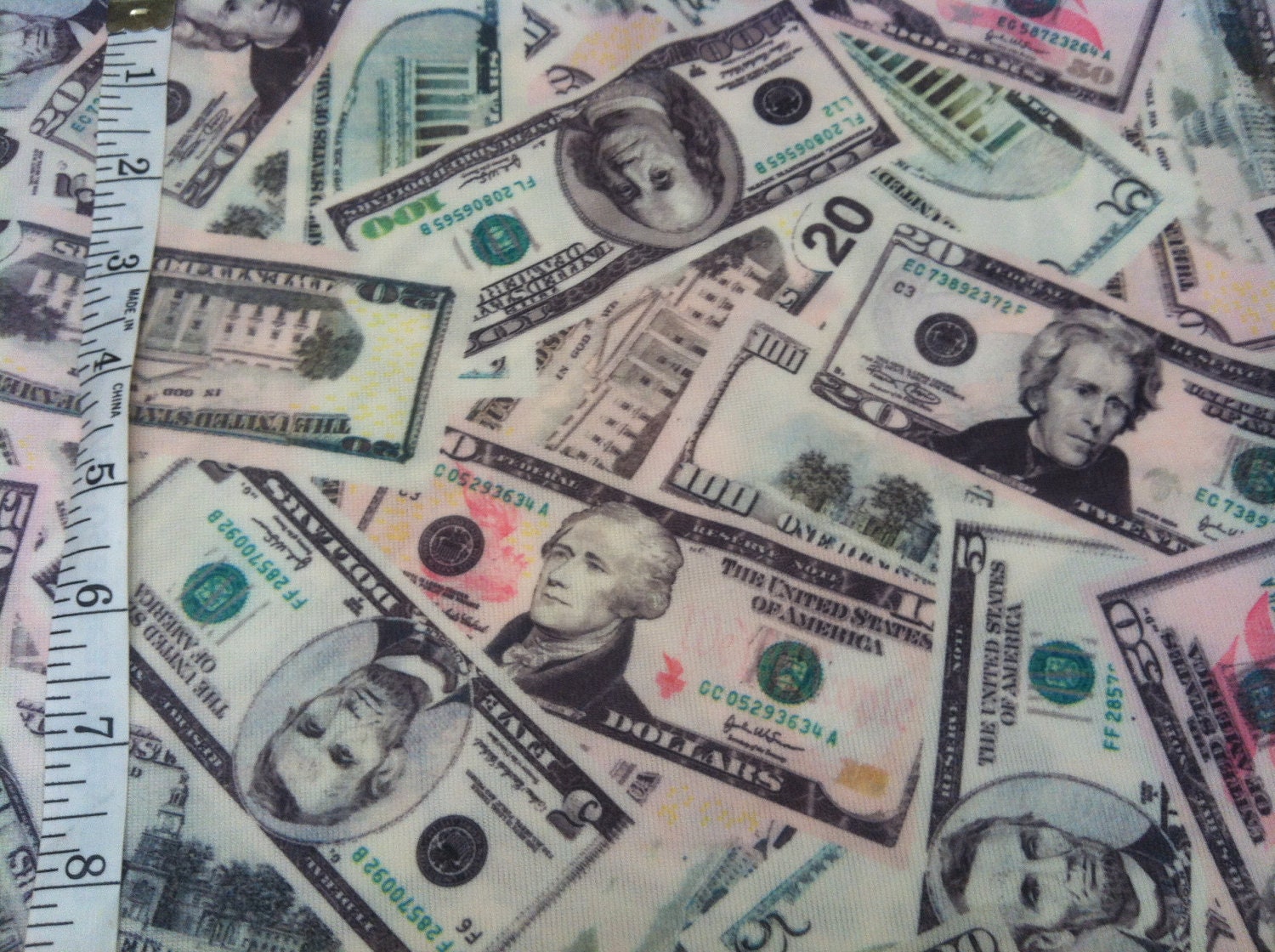 One Yard Polyester Knit Money Print Fabric